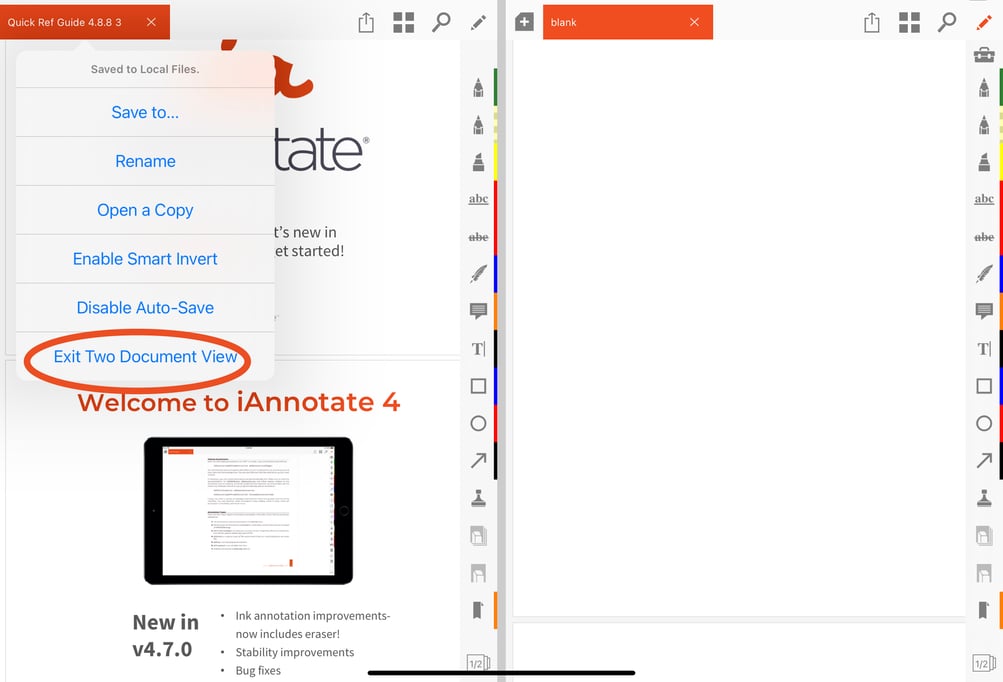 Using Two Document View in iAnnotate