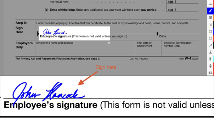 Adding a Signature in iAnnotate